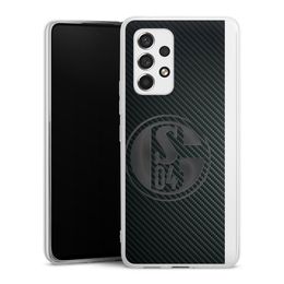 DeinDesign Galaxy A53 5G Handy Silikon H&uuml;lle Case transparent Handyh&uuml;lle Carbon Metallic Look Fc Schalke 04 Silikon Case
