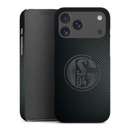 DeinDesign iPhone 17 Pro Max Handy Premium Case Smartphone Handyh&uuml;lle Schutzh&uuml;lle matt Fc Schalke 04 Metallic Look Carbon Premium Case