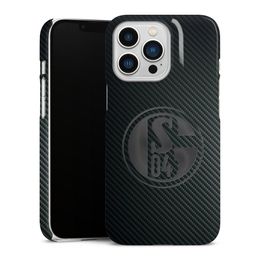 DeinDesign iPhone 13 Pro Handy Premium Case Smartphone Handyh&uuml;lle Schutzh&uuml;lle gl&auml;nzend Fc Schalke 04 Metallic Look Carbon Premium Case