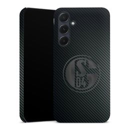 DeinDesign Galaxy A55 5G Handy Premium Case Smartphone Handyh&uuml;lle Schutzh&uuml;lle matt Fc Schalke 04 Metallic Look Carbon Premium Case