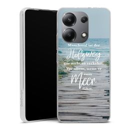 DeinDesign Xiaomi Redmi Note 13 4G Handy Silikon H&uuml;lle Case transparent Handyh&uuml;lle Statement Beach Spruch Silikon Case