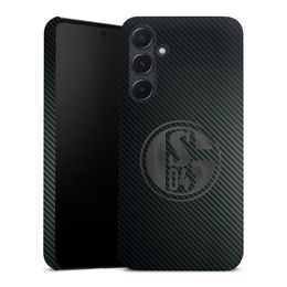 DeinDesign Galaxy A55 5G Handy Premium Case Smartphone Handyh&uuml;lle Schutzh&uuml;lle gl&auml;nzend Fc Schalke 04 Metallic Look Carbon Premium Case