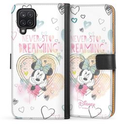 DeinDesign Galaxy A12 Handy Klapph&uuml;lle Handyh&uuml;lle aus Kunst Leder schwarz Flip Case Disney Minnie Mouse Official Licensed Product Sideflip mit langer Lasche