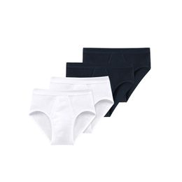 Slip Schiesser "Slip ESSENTIALS 4er Pack", Herren, Gr. L, wei&szlig; (wei&szlig;, blau), Obermaterial: 100% Baumwolle CO., Unterhosen Slip