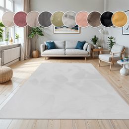 Fellteppich Paco Home "Kunstfell Soft 380", wei&szlig;, B:80cm H:14mm L:150cm, Polyester, Teppiche, Fellteppich, Langflor, Kuschelteppich - besonders weich, Uni-Farben