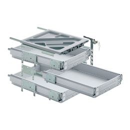 Hettich Container-Set mit Vollausz&uuml;gen, Aluminium Optik, 730 mm (41065)