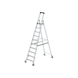 MUNK Aluminium-Stehleiter einseitig begehbar Rollen 1 x 10 Stufen (041110)