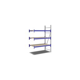 Bito Weitspannregal Set / F2 Anbaufeld 3 Ebenen H2000xT800xB1350 mm, Spanplatte enzianblau (25759)