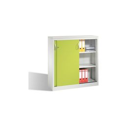 C+P Akten-Sideboard Acurado mit Schiebet&uuml;ren, 3 Ordnerh&ouml;hen, H1200xB1200xT400mm Front Viridingr&uuml;n Korpus Lichtgrau ; C + P M&ouml;belsysteme (2047-1200|S10296)