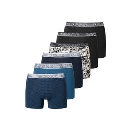 Boxershorts Schiesser "Boxershort 6er Pack", Jungen, Gr. 152, bunt (blau, schwarz, wei&szlig;), Obermaterial: 95% Baumwolle CO. 5% Elasthan EL., Unterhosen