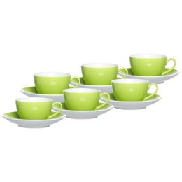Ritzenhoff & Breker Tasse RITZENHOFF & BREKER "Kaffeetassen mit Untertassen Doppio 200 ml 6er Set", gr&uuml;n, 12 tlg., Porzellan, Trinkgef&auml;&szlig;e, Tasse