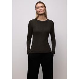 Street One Damen Rundhalspulloverschwarzest braun, Gr. 38, unifarben, Stoff, 60% Viskose, 40% Baumwolle, Pullover, im soften Baumwoll-Mix