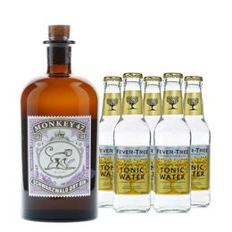 Monkey 47 Dry Gin & 5 x Fever-Tree Indian Tonic Water (47 % Vol. 1,5 Liter)