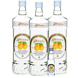 Fein-Brennerei Prinz 3 x Prinz Williams-Birnen Schnaps + gratis Miniatur (40 % Vol. 3 Liter)