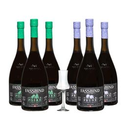 FASSBIND 3 x Vielle Porie & 3 x Vieille Prune + Glas (40% vol 4,2 Liter)