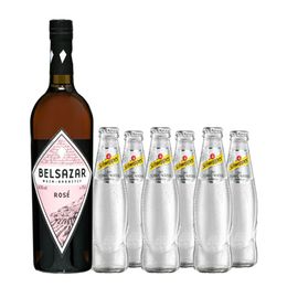 Belsazar Ros&eacute; Vermouth + 6 x Schweppes Dry Tonic Water (14,5 % vol. 1,95 Liter)