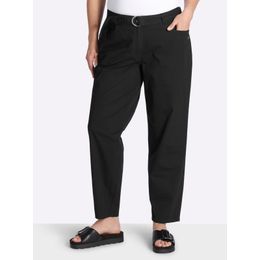 sheego Damen Chinohose mit G&uuml;rtel, schwarz, Gr&ouml;&szlig;e 40