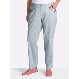 sheego Damen Chinohose, Blau, Gr. 44, Chinos, Material: Baumwolle