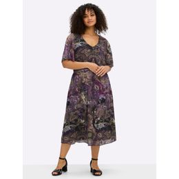 sheego by Joe Browns Damen Druckkleid aus Mesh, mit Paisleyprint, lila-magenta-gemustert, Gr&ouml;&szlig;e 56