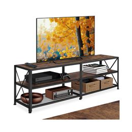 TecTake&reg; TV-Regal, Industrial Style, 3 offene Etagen, seitliche X-Streben, 161 x 41,5 x 50,5 cm