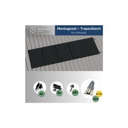 Montageset &ndash; Trapezblech &ndash; f&uuml;r 5 x PV-Module (hochkant, nebeneinander)