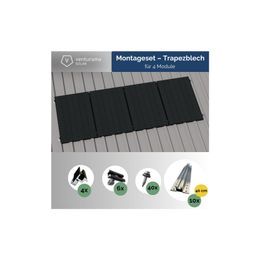 Montageset &ndash; Trapezblech &ndash; f&uuml;r 4 x PV-Module (hochkant, nebeneinander)