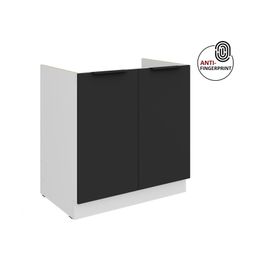 K&uuml;chen-Preisbombe K&uuml;chen Sp&uuml;lenschrank 80 K&uuml;che ARIA Schwarz matt Anti Fingerprint K&uuml;chenzeile