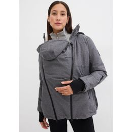 bonprix Kuschelige 3-in-1 Umstandsjacke und Tragejacke, grau, Gr.42, Kuschelig mit Teddyfleece gef&uuml;tterte Jacke f&uuml;r die Schwangerschaft und danach