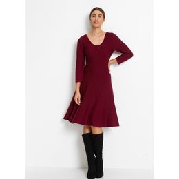 bonprix Strickkleid aus weichem Viskose-Mix, rot, Gr.36/38 (S), Feminines Kleid aus Strick mit schwingendem Rock und Streifendesign