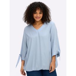 sheego Damen Tunika mit Bindeband am &Auml;rmel, eisblau, Gr&ouml;&szlig;e 46