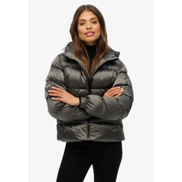 Superdry Damen Steppjacke "HOODED LUXE SPORTS PUFFER"schwarz sheen, Gr. XL, unifarben, Web, Obermaterial: 60% Polyester, 40% Nylon, Jacken