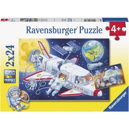 Ravensburger Kinder Puzzle "Reise durch den Weltraum", bunt, B:26cm H:18cm, Puzzles, 2x24 Teile; Made in Europe
