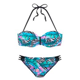 Vivance Damen B&uuml;gel-Bandeau-Bikini, bunt, Gr. 36, Animalprint, bedruckt, Polyamid, Bikini-Sets, mit Animaldruck und unifarbenen Akzenten