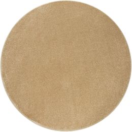 Teppich Paco Home, H:13mm &Oslash;:160cm, gold, Polypropylen, Wohnzimmer, Teppiche, "Porto 890", Kurzflor, Uni-Farben, ideal im Wohnzimmer & Schlafzimmer