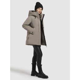 Winterjacke Khujo "PALLA", Damen, Gr. S, graubeige, 55% Baumwolle, 45% Polyester, unifarben, regular fit Po-bedeckend, Jacken Winterjacke