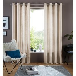 Gardine OTTO HOME, B:140cm H:245cm, beige, Leinen, Polyester, Wohnzimmer, Gardinen, "Rudy", Halbtransparent, Leinenlook, Polyester-Leinen-Mischung