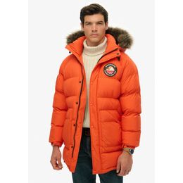 Superdry Herren Steppjacke "EVEREST LONGLINE BAFFLED PARKA"bold orange, Gr. XXL, unifarben, Web, Obermaterial: 100% Polyester, Jacken