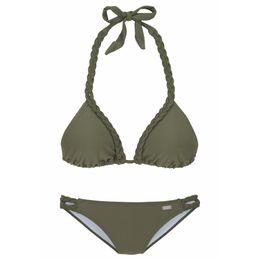 Buffalo Damen Triangel-Bikini, gr&uuml;n, Gr. 36, Flechtoptik, Polyamid, Bikini-Sets, mit geflochtenen Details