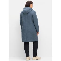 sheego Damen Dufflecoat, blau, Gr. 46, 90% Polyester, 10% Wolle, M&auml;ntel
