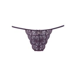 Lascana Damen String "Nikoletta", Gr. 44, lila, Spitze, Obermaterial: 90% Polyamid, 10% Elasthan, Unterhosen, aus floraler Spitze mit Accessoire in