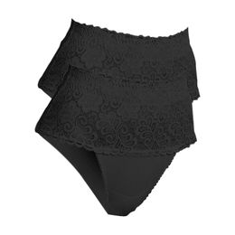 bonprix Damen Shapingslip, Gr. 44, schwarz, Obermaterial: 80% Polyamid, 20% Elasthan. Netzfutter: 84% Polyamid, 16% Elasthan. Spitze: 92% Polyamid,
