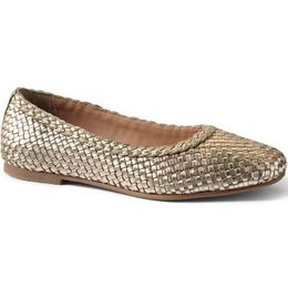 LANDS' END Geflochtene Ballerinas, Damen,  Gelb, Leder, by Lands' End