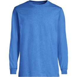 LANDS' END Super-T Langarm-Shirt, Classic Fit, Herren,  Blau, Baumwolle, by Lands' End