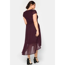 sheego Damen Abendkleid "Abendkleid", lila, Gr. 48, unifarben, Georgette, 100% Polyester, Kleider