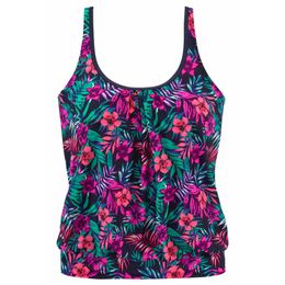 Venice Beach Damen Oversize-Tankini-Top "Summer", blau, Gr. 38, floral, Polyamid, Xtra Life LYCRA, Bikini-Oberteile, mit verstellbaren Tr&auml;gern