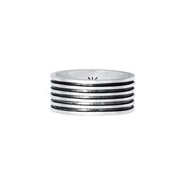Kuzzoi Herren Silberring "Herren Bandring Massiv Rillen 925 Silber", 64mm, ohne Stein, Silber 925 (Sterlingsilber), 10mm, grau, Silber 925