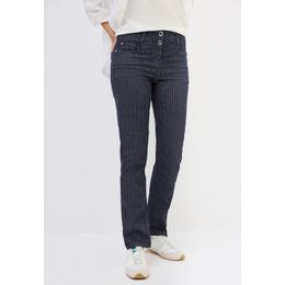 Cecil Damen Slim-fit-Jeans, blau, Gr. 32, gestreift, Jeans, 78% Baumwolle, 20% Polyester, 2% Elasthan, Jeans, aus Baumwolle mit Stretchanteil