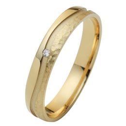 Firetti Damen Trauring "Schmuck Geschenk Gold 750 Hochzeit Ehering "LIEBE"", 66, 0,01 SI = kleine Einschl&uuml;sse mit Brillant, Gelbgold 585, 3,5mm,