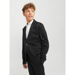 Jack & Jones Jungen Sakko "JJEJAXON JERSEY BLAZER NOOS JNR", schwarz, Gr. 128, JACK & JONES JUNIOR, unifarben, Jersey, Obermaterial: 79% Polyester, 18% Viskose,