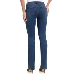 WONDERJEANS Damen Bootcut-Jeans, blau, Gr. 38, Abriebeffekte, Denim/Jeans, Obermaterial: 65% Baumwolle, 29% Polyester, 6% Elasthan, Jeans,